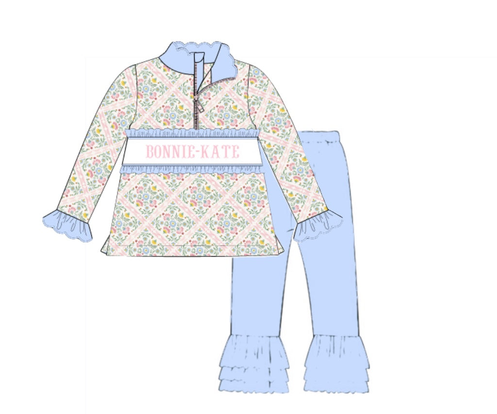 Pre Order 145: Girls Only- Heidi-Hayes Floral Name Smock Legging Set ...