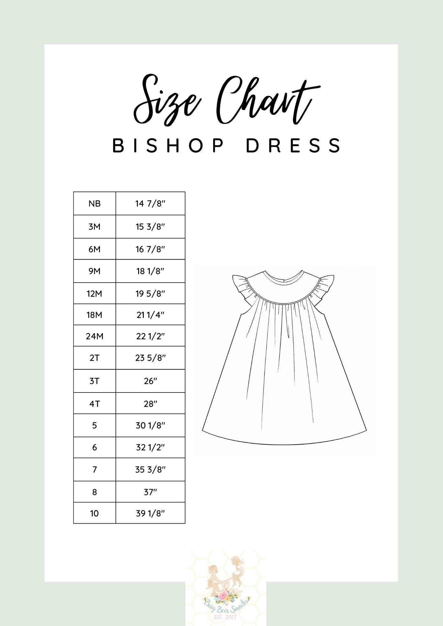 Bishop Dress Size Chart – Busy Bee Smocks!